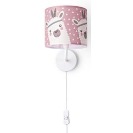 Paco Home Wandleuchte "Ela 214", 1, &Oslash; 18cm H: 26,5cm, wei&szlig;, Kinderzimmer, Leuchten, Kinderlampe Wandlampe Mit Schalter &Oslash;...18cm Lama Rosa Grau Kabel 
