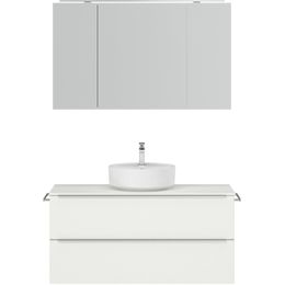 Badm&ouml;bel-Set Nobilia, B:120,3cm H:184,2cm T:48,5cm, wei&szlig;, Kastenm&ouml;bel-Sets, "Alvene", inkl. Spiegelschrank mit Beleuchtung und Dimmerfunktion, in 4
