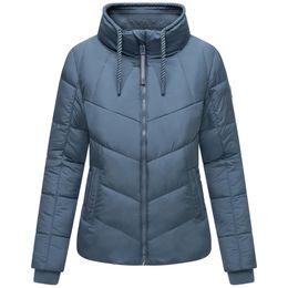 Steppjacke Navahoo "Liebesfee 14", Damen, Gr. M (38), blau (rauchblau), Obermaterial: 100% Polyester (recycelt), Futter: 100% Polyester (recycelt), Ärmelfutter: 100% Polyester (recycelt), Wattierung: 100% Polyester (recycelt), figurumspielend hüftbedeckend, hoch geschlossener Ausschnitt, Ärmel ohne Ärmelschlitz Rippstrickbündchen, Jacken, gesteppte Damen Übergangsjacke mit wattiertem Stehkragen