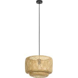 Eglo Hängeleuchte "HYKEHAM Pendellampe, Stahl und Holz, E27, Hängelampe, Flurlampe, Lampe", Ø 42cm H: 110cm, 1 Stk., schwarz, Esszimmer, Leuchten,