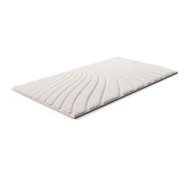 Badematte Grund, H:20mm, beige, Polyester, Badematten, "Caffi", Zeitlos sch&ouml;nes Wellenmuster, mit Hoch-Tief, 5 Jahre Garantie