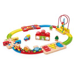 HAPE Kinder Spielzeug-Eisenbahn "Regenbogen-Puzzle Eisenbahnset", bunt, Holz, B:56cm H:20cm, Spielzeugfahrzeuge, aus Holz