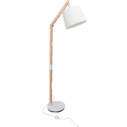 Brilliant Stehlampe "Carlyn", 1, Ø 30cm H: 163cm, braun, Wohnzimmer, Leuchten, 163 cm Höhe, E27 max. 60 W, mit weißem Stoffschirm, Holz/Metall/Textil