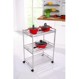 Ruco Regalwagen, B/H/T: 40cm x 74cm x 60cm, silber, Regale, Aluminium/Kunststoff, 3 Etagen