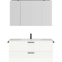 Badm&ouml;bel-Set Nobilia, B:121cm H:169cm T:48,7cm, wei&szlig;, Kastenm&ouml;bel-Sets, "Tolvina", inkl. Spiegelschrank mit Beleuchtung und Dimmerfunktion, in 4