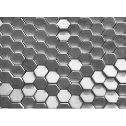 Livingwalls LIVING WALLS Fototapete "Designwalls Hexagon Surface 1", B/L: 3,5mm x 2,55mm, grau, Tapeten, Vlies, Wand, Schräge, Decke