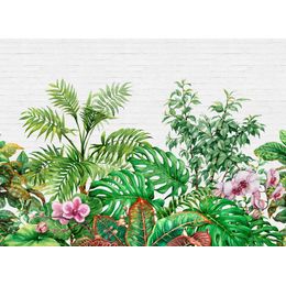 Livingwalls LIVING WALLS Fototapete "Designwalls Tropical Wall 1", B/L: 3,5mm x 2,55mm, bunt, Tapeten, Vlies, Wand, Schräge, Decke
