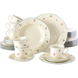 Kombiservice Seltmann Weiden "Geschirr-Set, Service Marie-Luise Streublume", creme, bunt, 30 Stk., Porzellan, Geschirr-Sets, Kombiservice, Teller, Tasse, Untertasse, Made in Germany, 30 Teile, für 6 Personen