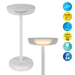 Näve NÄVE LED Tischleuchte "Pasi", 1, Ø 11cm H: 26,4cm, 1 Stk., weiß, Leuchten, dimmbar per Berührungssensor, Memoryfunktion, Akku, USB-C-Ladekabel
