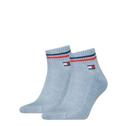 Tommy Hilfiger Herren Kurzsocken "TH UNI TJ QUARTER 2P ICONIC", Gr. 39, blau, Baumwollmischung, Socken, Half-Terry-Sohle f&uuml;r zus&auml;tzlichen Komfort