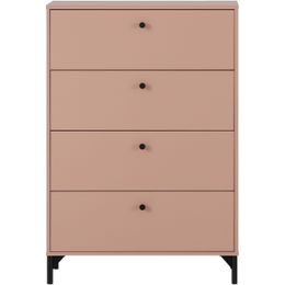 Kommode Schildmeyer, B:80,1cm H:116,7cm T:40cm, rot, FSC-zertifizierter Holzwerkstoff, Sideboards, "Smash, Breite 40 oder 80 cm", 4 Schubladen mit