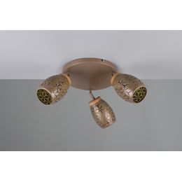 Deckenleuchte "BIDAR, Deckenlampe mit 3 schwenkbaren Spots, exkl 3x E14 max 10W", 3, &Oslash; 58cm H: 27cm, 1 Stk.braun, REALITY LEUCHTEN, Wohnzimmer,