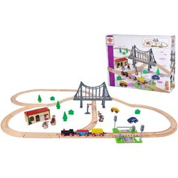 Eichhorn Jungen Spielzeug-Eisenbahn "Bahnset mit Brücke", bunt, Holz, Spielzeugfahrzeuge, FSC - schützt Wald