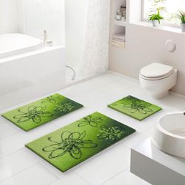 Badematte Grund "Lusia", gr&uuml;n, H:20mm, Polyacryl, Badematten, Badematte, Florales Design mit sanftem Farbverlauf, 5 Jahre Garantie