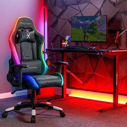 X ROCKER Gaming-Stuhl "Agility Compact RGB Neo Motion SYNC f&uuml;r Kinder & Teenager", B/H/T: 55cm x 113cm x 62,5cm, Kunstleder, schwarz, St&uuml;hle
