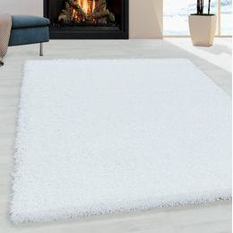 Hochflor-Teppich, B:140cm H:30mm L:200cm, wei&szlig;, Ayyildiz Teppiche, Polypropylen (PP), Teppiche, "SYDNEY 3000", Shaggy, Langflor, uni, auch in rund,