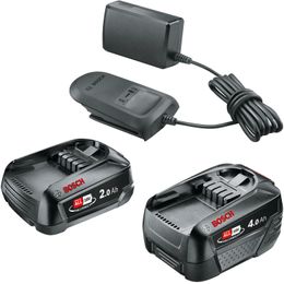 Bosch Home and Garden Akku Starter-Set, 18 V 2.000mAh, schwarz, BOSCH HOME & GARDEN, Akkumulatoren, 2 Akkus 2Ah + 4Ah, 18 V, inkl. Ladegerät