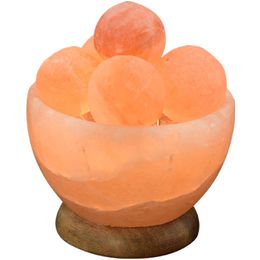 Salzkristall-Tischlampe "Salzkristallschale", H: 15cm, 1 Stk., orange, Himalaya Salt Dreams, Leuchten, Handgefertigt aus Salzkristall - jeder Stein