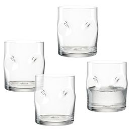 Leonardo Gläser-Set "Trinkglas VESUVIO, 300 ml, 4er-Set", Ø 7,5cm x 9cm, 300ml, 4 Stk., transparent, Trinkgefäße, konische Form, markantes Design -
