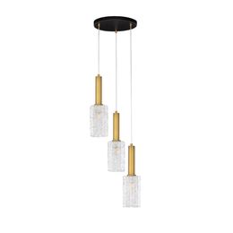 NOVA LUCE Pendelleuchte "CERTA", 3, Ø 30cm H: 120cm, 1 Stk.schwarz, gold, Esszimmer, Leuchten