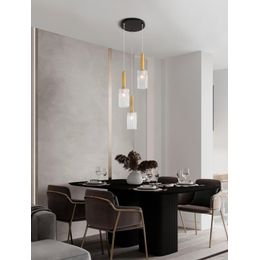 NOVA LUCE Pendelleuchte "CERTA", 3, &Oslash; 30cm H: 120cm, 1 Stk.schwarz, gold, Esszimmer, Leuchten