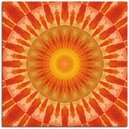 Wandbild Artland, B:70cm H:70cm T:1,8cm, orange, Leinwand, Wohnzimmer, Bilder, "Mandala Sonnenuntergang", als Leinwandbild, Poster in verschied.