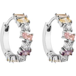 PURELEI Damen Paar Creolen "Schmuck Geschenk Fancy Ohrringe", 17mm, Edelstahl, wei&szlig;, Edelstahl, Ohrringe, mit Zirkonia (synth.)