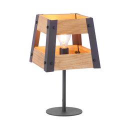 JUST LIGHT Nachttischlampe "CRATE", 1, 1 Stk., braun, Schlafzimmer, Leuchten, Schalter, Schnurschalter