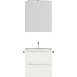 Badm&ouml;bel-Set Nobilia, B:61cm H:169cm T:48,7cm, wei&szlig;, Kastenm&ouml;bel-Sets, "Levere", inkl. Spiegelschrank mit Beleuchtung und Dimmerfunktion, in 4 Breiten