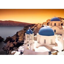 papermoon Fototapete "Santorini Sunset", B/L: 2,5m x 1,86m, Bahnen: 5 Stk., bunt, Tapeten