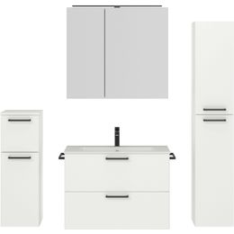 Badm&ouml;bel-Set Nobilia, B:160cm H:169cm T:48,7cm, wei&szlig;, Kastenm&ouml;bel-Sets, "Tolvina", inkl. Spiegelschrank mit Beleuchtung und Dimmerfunktion, in 4