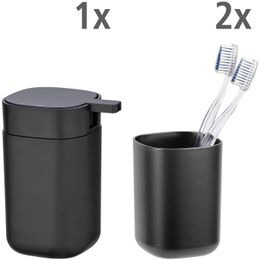 Badaccessoire-Set Wenkoschwarz, Kunststoff, Badaccessoires-Sets, "Davos"
