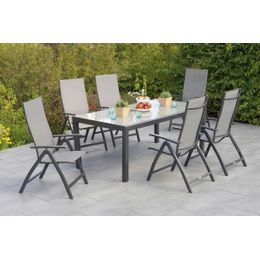 Garten-Essgruppe Merxx, grau, Aluminium, Polyester, Sitzmöbel-Sets, "Vicenza"