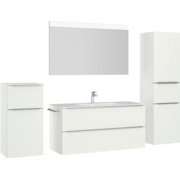 Badm&ouml;bel-Set Nobilia, B:230cm H:169cm T:48,7cm, wei&szlig;, Kastenm&ouml;bel-Sets, "Levere", inkl. Spiegel mit Touch-Sensor, in vier Breiten