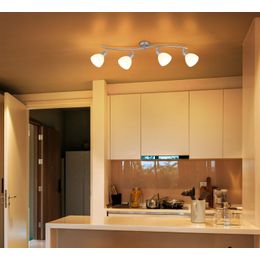 NOWA LED Deckenleuchte "MALTE", 4, 1 Stk., silber, Wohnzimmer, Leuchten, Deckenstrahler Glas opal Gl&auml;ser Wohnzimmer Flur Schlafzimmer