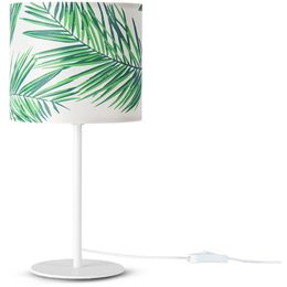 Paco Home Tischleuchte "Ostende 537", 1, &Oslash; 18cm H: 36,5cm, wei&szlig;, Wohnzimmer, Leuchten, Nachtlicht Kinder Lampenschirm Lampe Tisch Zimmer Palme Jungle