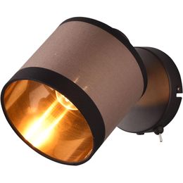 Wandstrahler "DAVOS, Spot 1-flammig exkl 1xE14 max 10W mit Kippschalter Stoffschirm", 1, &Oslash; 12cm H: 21cm, 1 Stk., schwarz, REALITY LEUCHTEN, Leuchten,