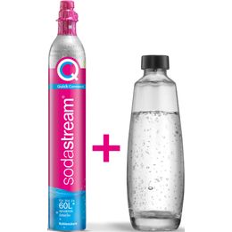 SodaStream Wassersprudler "QC-Reservepack", bunt, Wassersprudler, 1x Quick Connect CO2-Zylinder (Ergiebigkeit: 60L), 1x 1L Glasflasche
