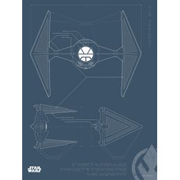 Komar Bild "Star Wars Blueprint Sith TIE-Fighter", B/H/T: 30cm x 40cm, Star Wars, 1 Stk., schwarz-weiß, Wohnzimmer, Bilder, Wandbild zur Dekoration