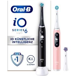 Oral-B Elektrische Zahnbürste "iO 6 Duopack", pink, Kunststoff, B:3cm H:24cm T:3cm, Elektrozahnbürsten, mit Magnet-Technologie, Display, 5 Putzmodi
