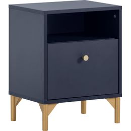 Nachttisch Schildmeyer, B:40,3cm H:53,2cm T:33cm, blau, Schlafzimmer, Tische, "Alfa", 1 Schublade und 1 offenes Fach
