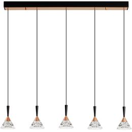 NOVA LUCE Pendelleuchte "PALUZ", 5, H: 150cm, 1 Stk.schwarz, rose gold, Esszimmer, Leuchten