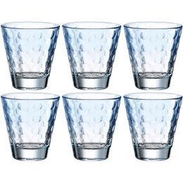 Leonardo Gläser-Set "OPTIC", Ø 9cm x 9cm, 215ml, 6 Stk., blau, Trinkgefäße, 215 ml, 6-teilig
