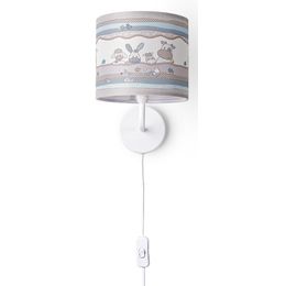Paco Home Wandleuchte "Cosmo 210", 1, &Oslash; 18cm H: 26,5cm, wei&szlig;, Kinderzimmer, Leuchten, Kinderlampe Wandlampe Schalter &acirc;&circ;...18cm Tier-Motiv Beige Kabel