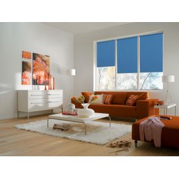 Elektrisches Rollo SUNLINES, B:140cm H:180cm, blau, Kunststoff, Metall, Polyester, Rollos, "Mosaik", appgesteuert via Bluetooth, mit Akku und Motor,