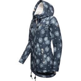Ragwear Damen Outdoorjacke "Zuzka Flower", blau, Gr. S, Au&szlig;enmaterial: 100% Polyester; Innenfutter: 100% Polyester, Jacken, stylische &Uuml;bergangsjacke