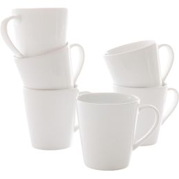 Retsch Arzberg Becher "Kaffee-/Henkelbecher HEIKE WEISS 250 ml, konisch, Set 6-tlg. Porzellan", Ø 8,7cm x 9,3cm, 250ml, 6 Stk., weiß, Trinkgefäße,