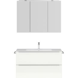 Badm&ouml;bel-Set Nobilia, B:101cm H:169cm T:48,7cm, wei&szlig;, Kastenm&ouml;bel-Sets, "Levere", inkl. Spiegelschrank mit Beleuchtung und Dimmerfunktion, in 4