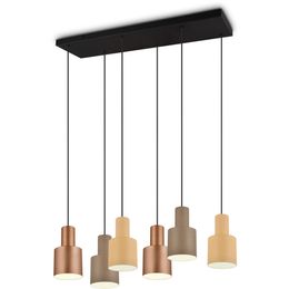 Trio LEUCHTEN Pendelleuchte "AGUDO, Hängelampe 6-flammig exkl 6xE27 max 40W höhenverstellbar", 6, Ø 12cm H: 150cm, 1 Stk., beige, Esszimmer,