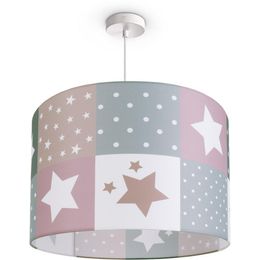 Paco Home Pendelleuchte "Cosmo 345", 1, Ø 45,5cm H: 27cm, weiß, Kinderzimmer, Leuchten, Kinderlampe Deckenlampe LED Kinderzimmer Lampe Sternen Motiv